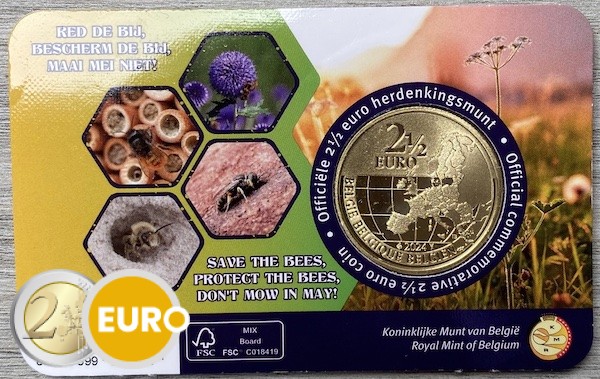 Belgique 2024 2,50 euros L'abeille BU FDC Coincard FR | Euronotes.be