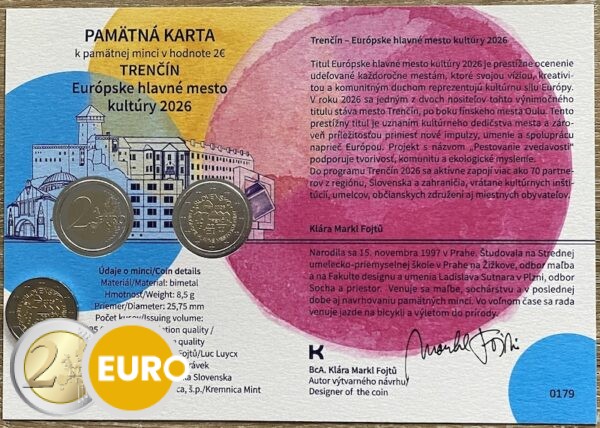 Slovakia 2026 2 euro Trenčín UNC with certificate of authenticity ...